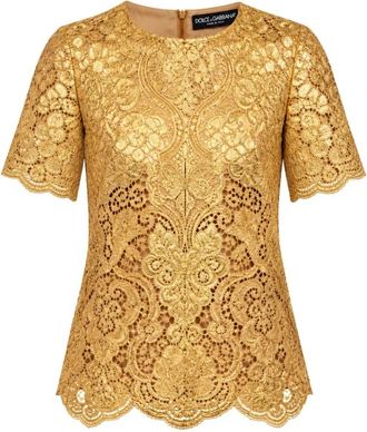 Dolce & Gabbana Haut tiss&eacute; - Femme - Blouses et Chemises - Jaune - Taille: 34 FR