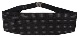 Dolce & Gabbana Black Polka Dot Wide Waist Men Belt Cummerband Silk