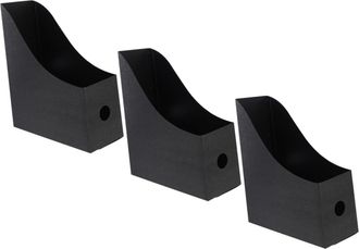 FOMIYES 3 St&uuml;ck Zeitschriftenhalter aus Dickwandigem Kunststoff Robustes B&uuml;cherregal Organizer In Schwarz Akten und Dokumentenhalter f&uuml;r B&uuml;ro Schule und Stude