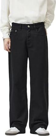 Generic Jean Homme Coupe Ample Style ann&eacute;es 2000, Pantalon en Denim Large et Baggy, Coupe d&eacute;contract&eacute;e, Style Vintage, Streetwear, Noir, Taille M