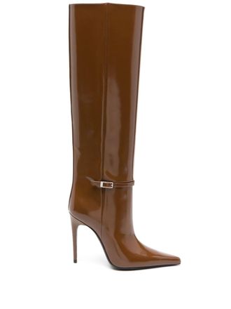 Saint Laurent Hacker Stiefel mit tiefem Ausschnitt 110mm - Braun