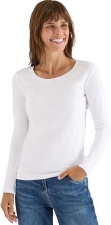 Cecil 3120346 T-Shirt Basique à Manches Longues, Blanc, XXL Femmes