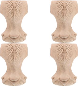 Valiclud 4 St&uuml;ck Geschnitzte Holzm&ouml;belbeine Beige 12x6cm f&uuml;r Sofa Kommode Couchtisch Schrank Dekorative Stabile M&ouml;belf&uuml;&szlig;e mit Einfachem Montagekonzept