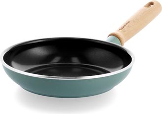 GreenPan Mayflower Gesunde keramische Antihaft-Bratpfanne 20 cm, Vintage Holzgriff, PFAS-frei, Induktion, Rauchblau