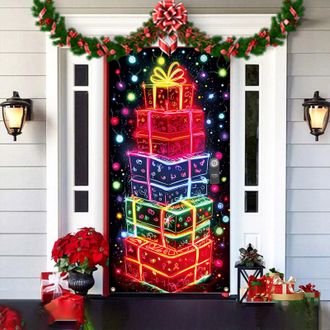 Generic Weihnachten T&uuml;r Abdeckung Dekoration, 90&times;180cm T&uuml;r H&auml;ngen Banner, T&uuml;rverkleidung f&uuml;r Haust&uuml;r Veranda, Dekoration Banner f&uuml;r H&auml;user, weihnachtsfeko, We