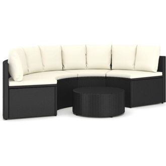 vidaXL Salon de jardin 5 pcs avec coussins R&eacute;sine tress&eacute;e Noir vidaXL