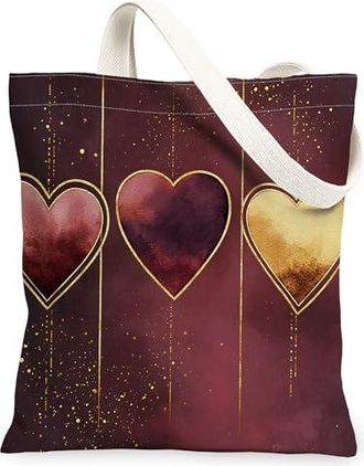 Generic Sac fourre-tout en toile pour la Saint-Valentin, motif amour romantique, sacs de courses r&eacute;utilisables, l&eacute;gers et lavables en toile pour salle de spor