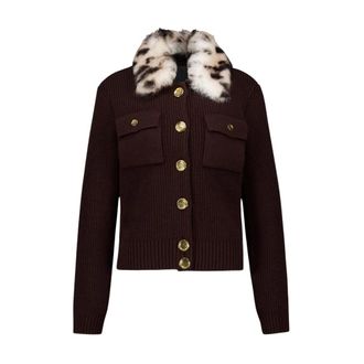 Givenchy Luxuri&ouml;ser Woll-Kaschmir-Cardigan mit Pelz - - Knitwear - Damen - Braun - M