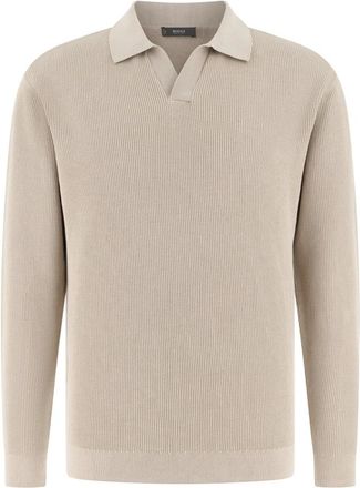 Boggi Milano Homme, Pulls, Beige, Taille: M Polo en maille de coton et soie