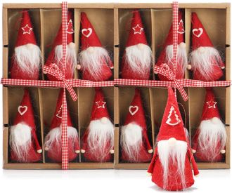 Com-Four 12x Premium Weihnachtsmann-Anh&auml;nger 12cm - Deko f&uuml;r den Weihnachtsbaum, Christbaum-Figuren Anh&auml;nger als Baumbehang, Weihnachtsschmuck