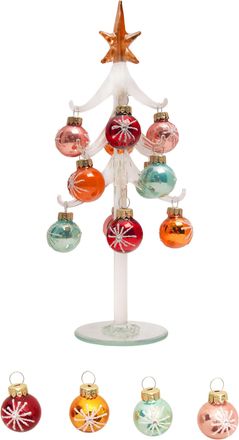 Krebs Glas Lauscha Weihnachtsdekoration/Christbaumschmuck aus Glas - Glassbaum mit 12 dekor. Kugeln - Vier unterschiedliche Farben - Gr&ouml;&szlig;e: ca. 20cm