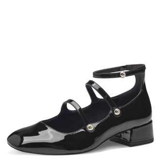 Tamaris Damen Pumps mit Riemchen Vegan Blockabsatz; Black/schwarz; 41