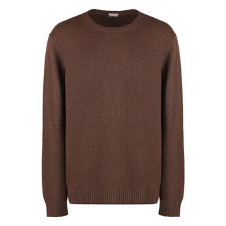 Malo Kaschmir Rundhalspullover- Gerippte Strickkanten - - Knitwear - Herren - Braun - 2XL