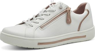 Jana Damen Sneaker flach mit Reißverschluss Vegan, Weiß (White/Rosegold), 40 EU