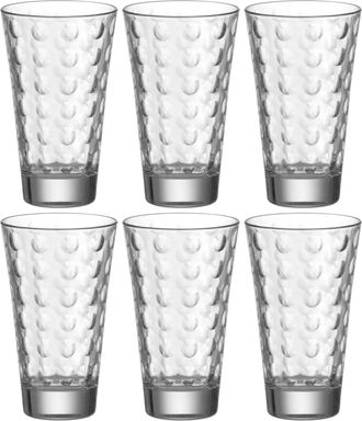 Leonardo Leonardo Optic Trink-Gläser 6er Set, spülmaschinengeeignete Saft oder Wasser Gläser, Trink-Becher aus Glas mit Muster, 300 ml, 012684