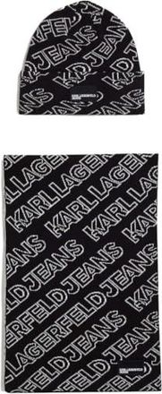 Karl Lagerfeld Karl Lagerfeld Jeans, Femme, Monogramme &Eacute;charpe Bonnet Gp, Noir, One size