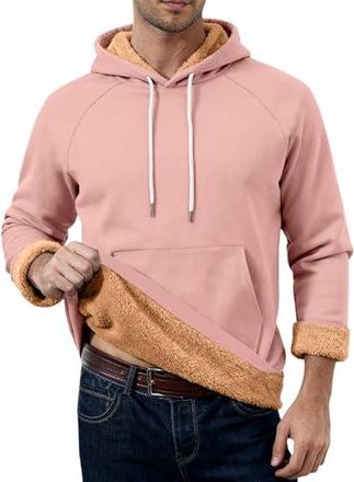 Generic Sweat &agrave; capuche pour homme - Cordon de serrage - T-shirt &agrave; manches longues - Couleur unie - Sweat &agrave; capuche doubl&eacute; - Confortable - Pull en polaire d&eacute;c