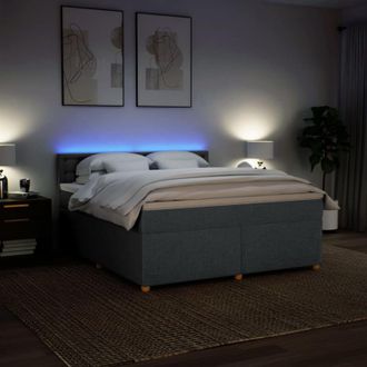 Festnight Boxspringbett 180 x 200 mit matratze und led Bett 180 x 200 mit matratze und lattenrost Bett mit Topper &Matratze -Dunkelgrau-180 x 200 cm