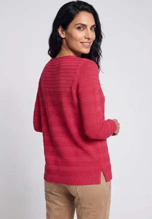 Olsen Strickpullover mit Rundhalsausschnitt und Saumschlitz