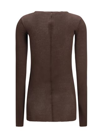 Rick Owens Womens Long-Sleeved T-Shirt Macassar Cotton T-Shirts And Polos