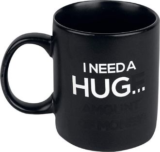 ThumbsUp! Tasse I need a Hug Mug mit Thermo-Effekt-Farbwechsel 300 ml, Schwarz