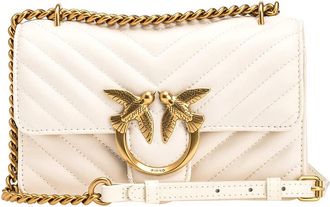 Pinko Damen Sheep Nappa C Love ONE MINI DC SCHAFNAPPA C, Z14Q_Bianco SETA-Antique Gold