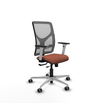 Piqueras y Crespo Schreibtischstuhl aus braunem Motilla mit wei&szlig;en und schwarzen Armlehnen, h&ouml;henverstellbare Lendenwirbelst&uuml;tze, ausgestattet mit Syncro/Traslack und S