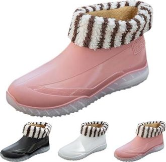 Generic Wellies Bottes de pluie &agrave; enfiler en caoutchouc pour femme - Chaudes - Avec doublure en peluche - Imperm&eacute;ables - Antid&eacute;rapantes - Pour le jardin, la p