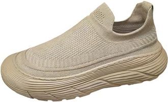 Generic Baskets Homme Chaussures de Sport Slip-on en Mesh Tricot&eacute;e Baskets de Marche sans Lacets L&eacute;g&egrave;res Semelle &Eacute;paisse Sneakers Tendances D&eacute;contract&eacute;e 41