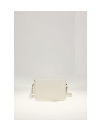 Celine Womens Shoulder Bag Teen Triomphe White-Black White Cotton-Black Calf Leather (bos Taurus) Cotton/black