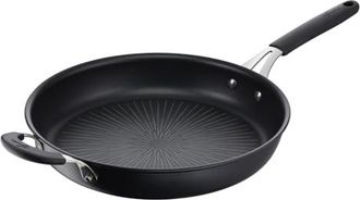 Lagostina Tempra, Poêle 32 cm avec Revêtement Antiadhésif en Titane Anti-rayures, Fond en Acier Inoxydable, Manche Riveté en Acier et Silicone, pour Toutes les 