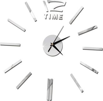 Cabilock Große Rahmenlose Wanduhr Spiegeluhr Selbstklebend Modern Dekorative Uhr Für Wohnzimmer Büro Schlafzimmer DIY Wandtattoo Silber