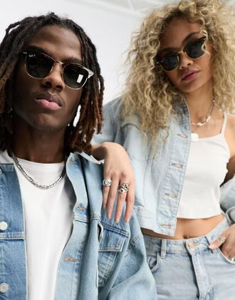 Ray-Ban Lunettes de soleil clubmaster &agrave; verres polaris&eacute;s - &Eacute;caille de tortue-Marron