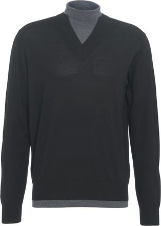 Paolo Pecora Homme, Pulls, Noir, Taille: L Pull col en V Nero Aw25