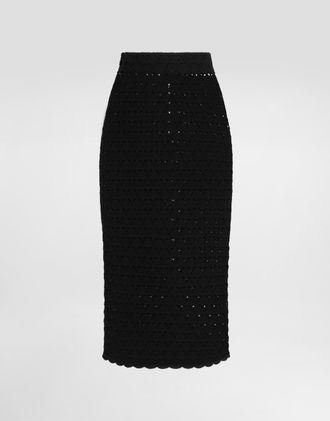 Dolce & Gabbana Rock Aus H&auml;kelstrick - Frau R&ouml;cke Schwarz 40