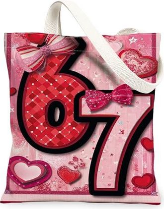 Generic Sacs fourre-tout en toile &agrave; motif de coeurs pour la Saint-Valentin, sacs &agrave; provisions r&eacute;utilisables, l&eacute;gers et lavables, p&ecirc;che, 13x15 Inch