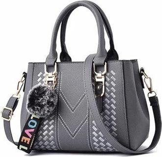 Generic Sac &agrave; main en cuir avec broderie pour femme, gris, Taille unique