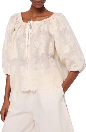 Gaud&igrave; Femme, Blouses et Chemises, Beige, Taille: 38 FR Blouse en mousseline