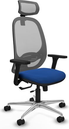 Piqueras y Crespo Cilanco Sicherheitsstuhl mit 3D-Armen, h&ouml;henverstellbare Lendenwirbelst&uuml;tze und h&ouml;henverstellbares Kopfteil, Grau/Blau