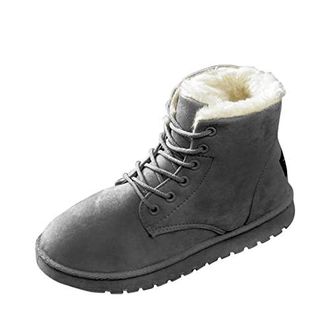 Generic Bottes de neige chaudes et d&eacute;contract&eacute;es pour femme - &Eacute;l&eacute;gantes - Doublure en polaire - Confortables - Talon plat - Antid&eacute;rapantes - Lacets, gris, 36.