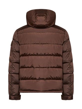 Moncler Mens Short Hooded Down Jacket Matte Brown Polyamide Padded &