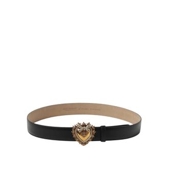 Dolce & Gabbana Femme, Accessoires, Noir, Taille: ONE Size Heart Buckle Leather Belt
