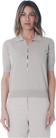 Alpha Studio Femme, Tops, Beige, Taille: 38 FR Polo &agrave; manches courtes avec longue fermeture &agrave; quatre boutons
