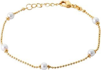 Brillaxis Bracelet plaqué or perles synthétiques