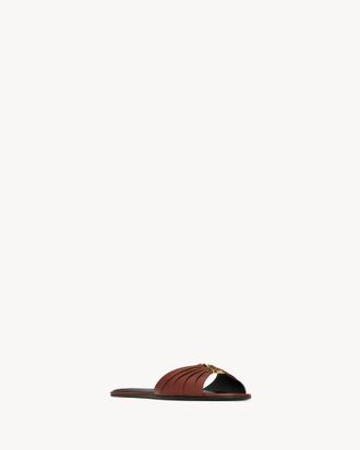 Saint Laurent Quilted Leather Mule - Marron