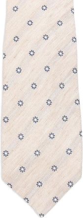 Barba Silk-Linen Floral Necktie - Beige