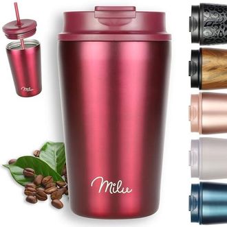 Milu Mug Isotherme 400ml - Thermo Caf&eacute; &eacute;tanche en acier inoxydable, Tasse thermique sans BPA, 100% anti-fuite(Berry, 400ml)