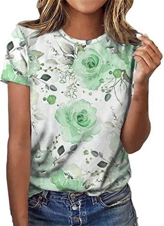 Generic T-shirt d&eacute;t&eacute; pour femme, t-shirt &agrave; manches courtes, chemisier d&eacute;contract&eacute;, t-shirt d&eacute;t&eacute;, haut d&eacute;contract&eacute;, t-shirt d&eacute;t&eacute;, v&ecirc;tements pour adolescentes, 