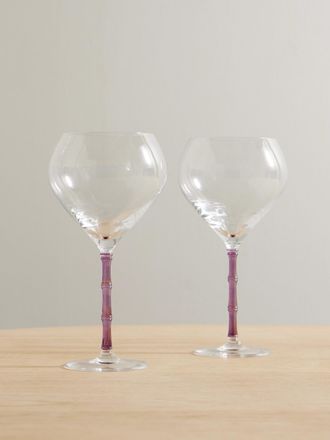 La DoubleJ Set De Deux Verres En Cristal Bamboo Balloon - Rose