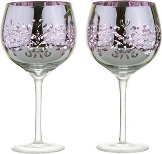 Artland 2er-Set filigrane Gin-Gläser - Fliederfarbene galvanisierte Gläser, verspiegelte Silberoberfläche, verpacktes Gin-Geschenkset